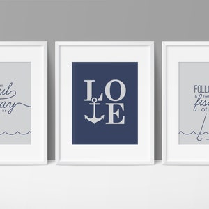 Navy and Gray, Nautical Theme, Navy Nautical, Navy Nursery Art ...