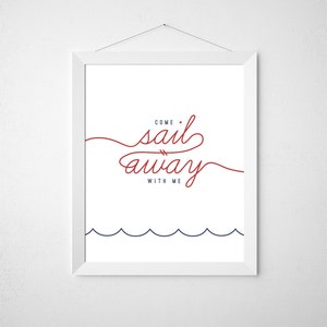 Nautical Art Red, Sail Away, Red and Navy, Nautical Baby, Navy and Red ...