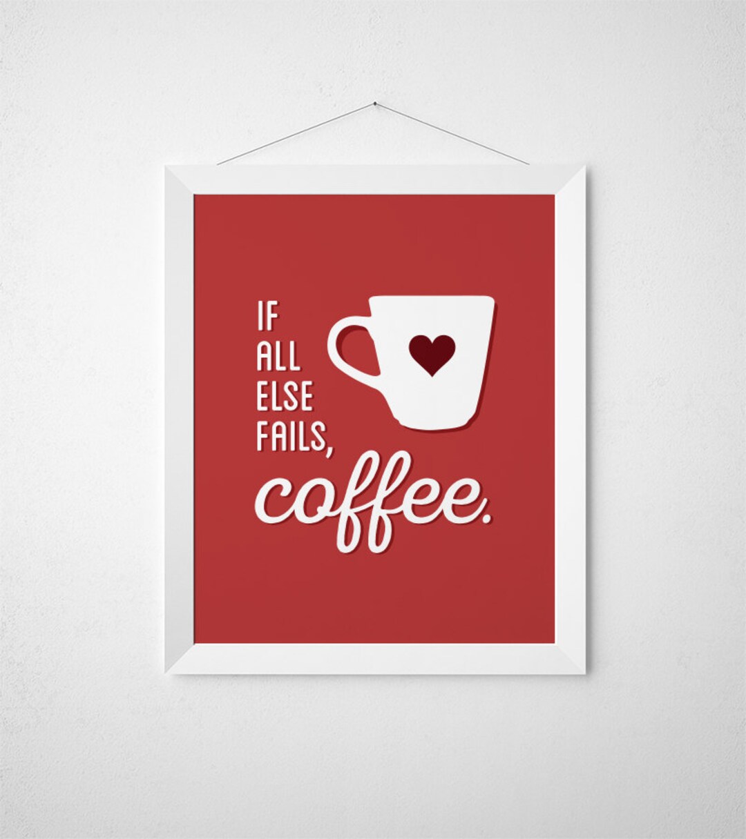 Arte imprimible de café, letrero de café, decoración de cocina roja ...
