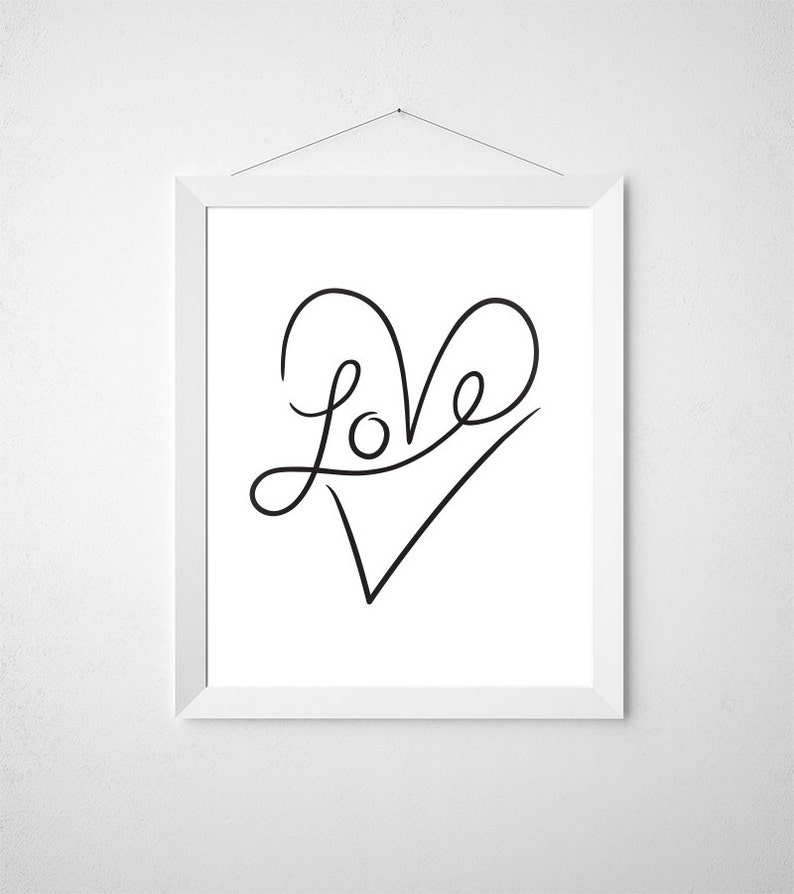Love Typography Love Art Print Word Art Heart Artwork Wall - Etsy