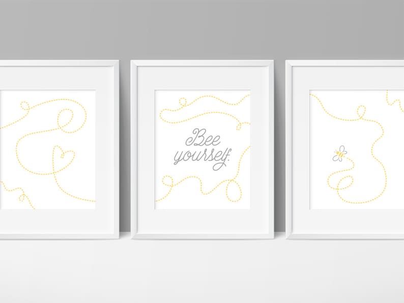 Bee Yourself Bee Print Yellow Nursery Decor Printable Bee - Etsy