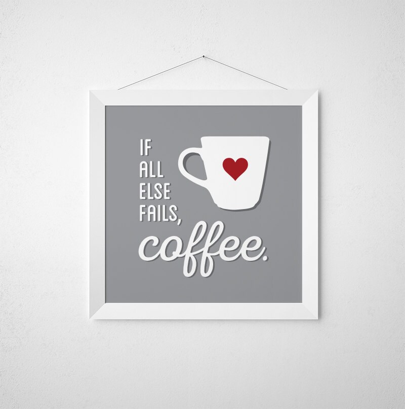 Coffee Sign Gray Kitchen Printable Coffee Art Coffee Decor - Etsy