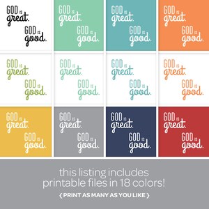 God is Great Prayer Printable Set, 8x8" Digital Files for Dining Room ...
