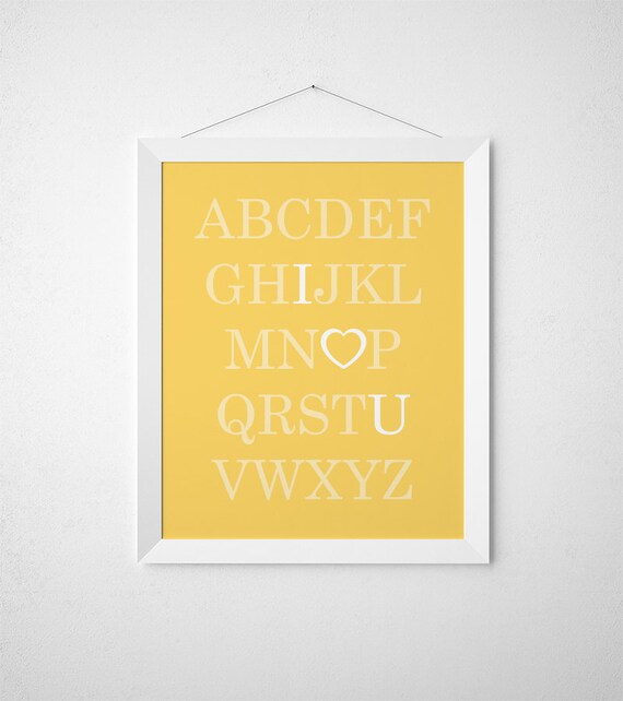 Yellow Nursery Printable ABC I Love You Alphabet Art Yellow - Etsy