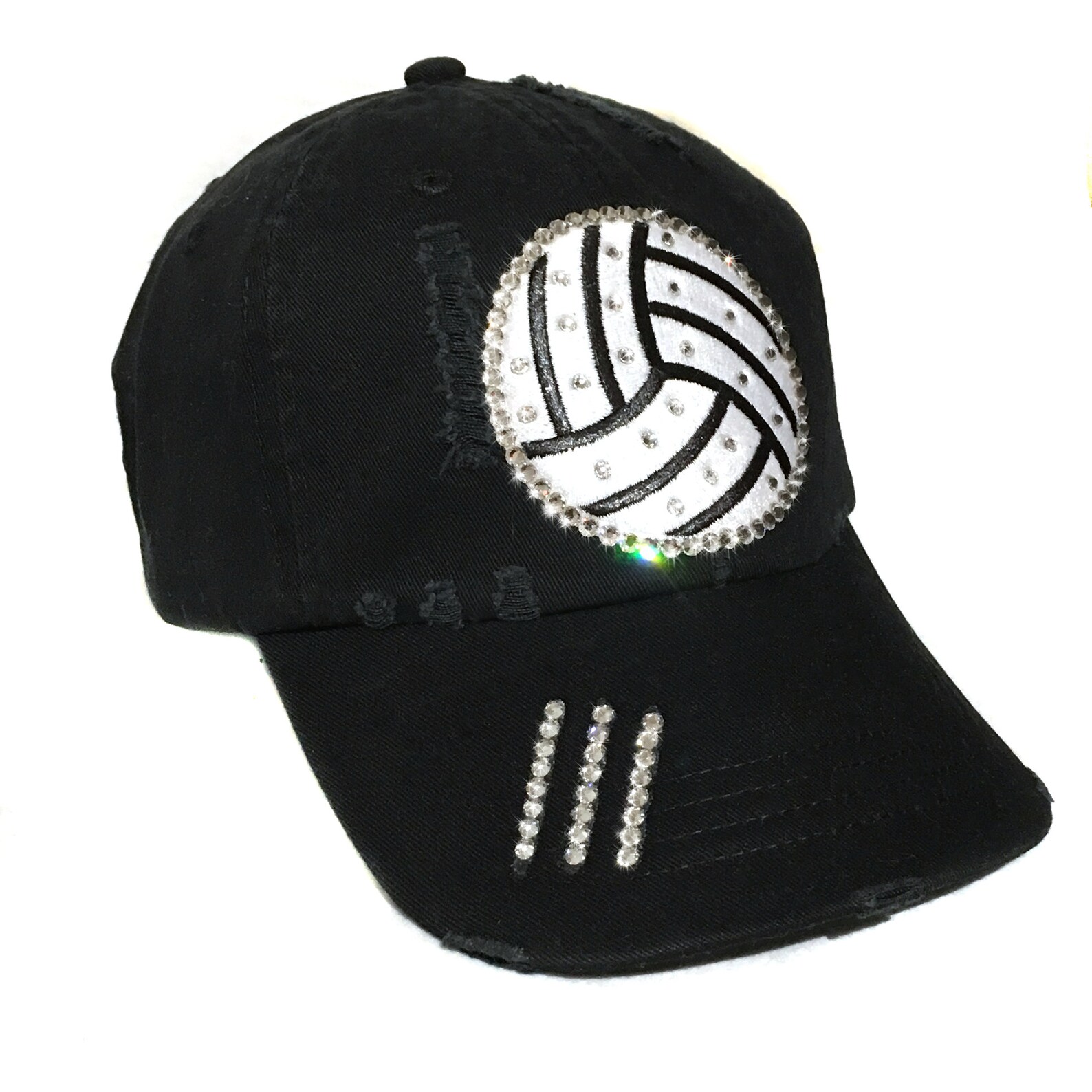 Volleyball High Ponytail Hat - Bling Volleyball Baseball Cap ...