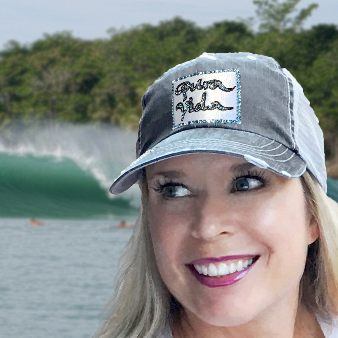 Pura Vida Costa Rica Trucker Baseball Hat for Women Crystal | Etsy