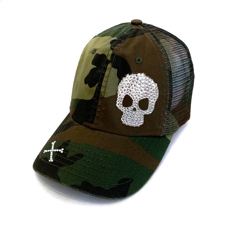 Human Skull Hat for Women Crystal Skull Black Baseball Cap | Etsy