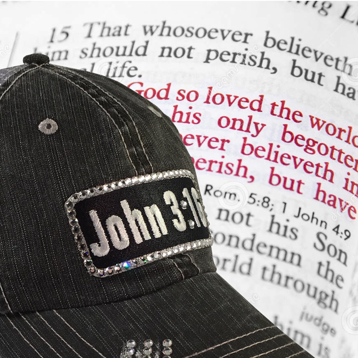 John 3 16 Baseball Hat, Womens Baseball Cap, Bible Verse, Christian ...