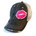 Lip Boss Baseball Cap, Distressed Trucker Hat, Women's Fitted Ball Cap ...