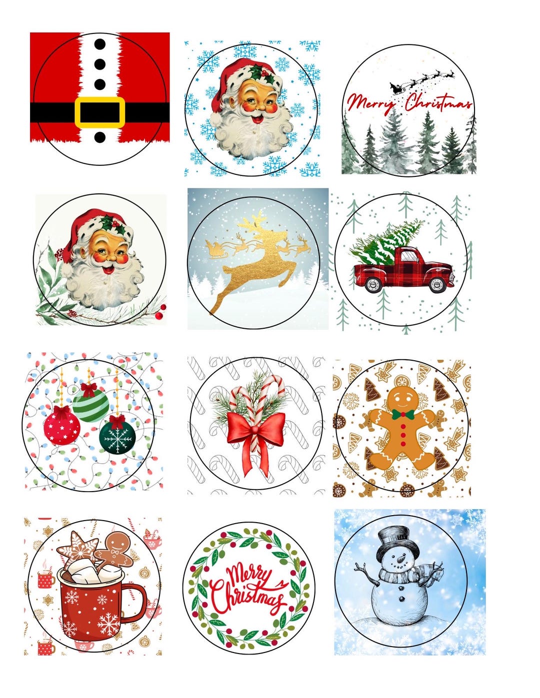 Printable Christmas Cupcake/oreo Toppers 2 Inch - Etsy