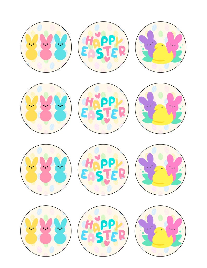 Printable Easter Cupcake/oreo Toppers 2 Inch - Etsy