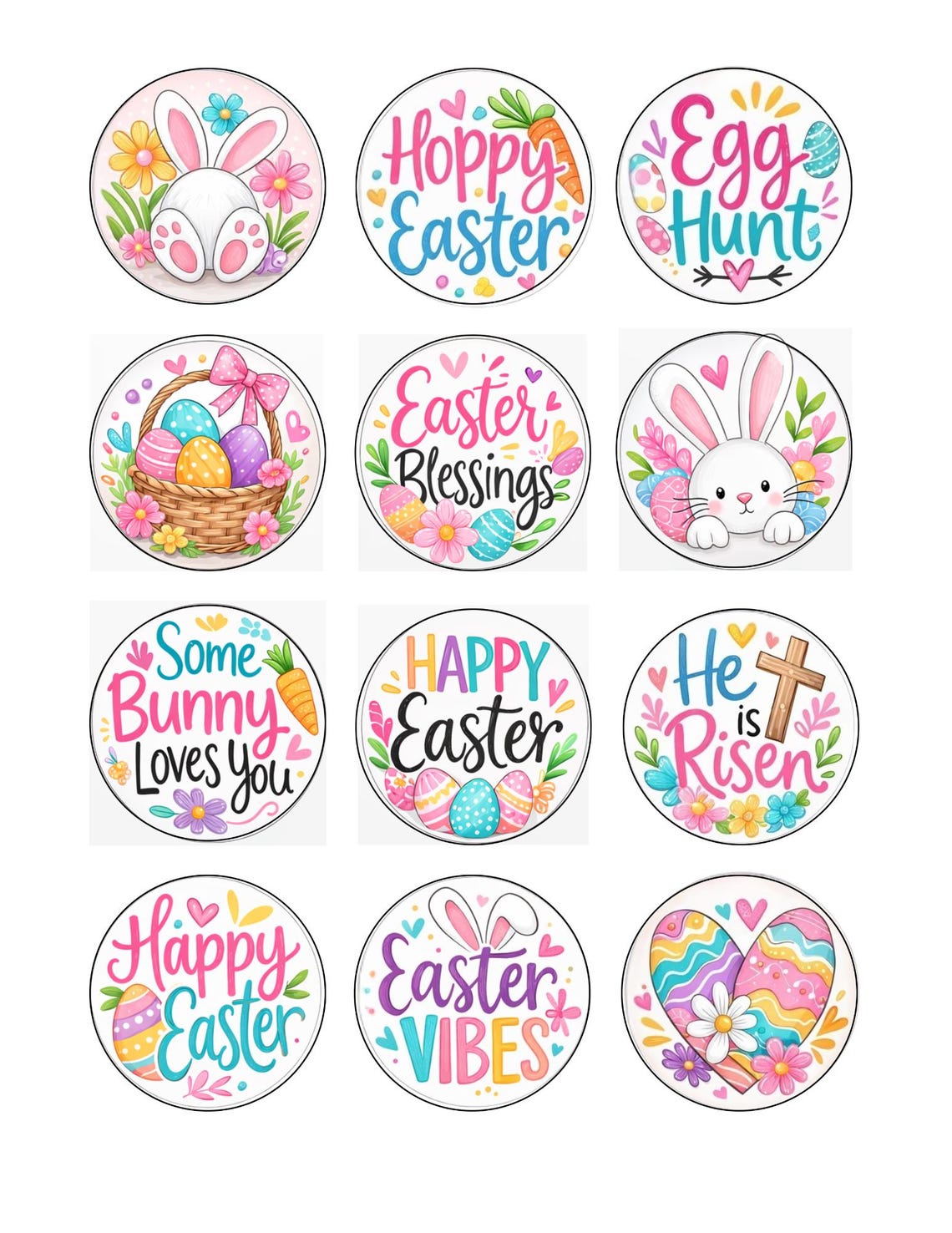 Printable Easter Cupcake/oreo Toppers 2 Inch - Etsy