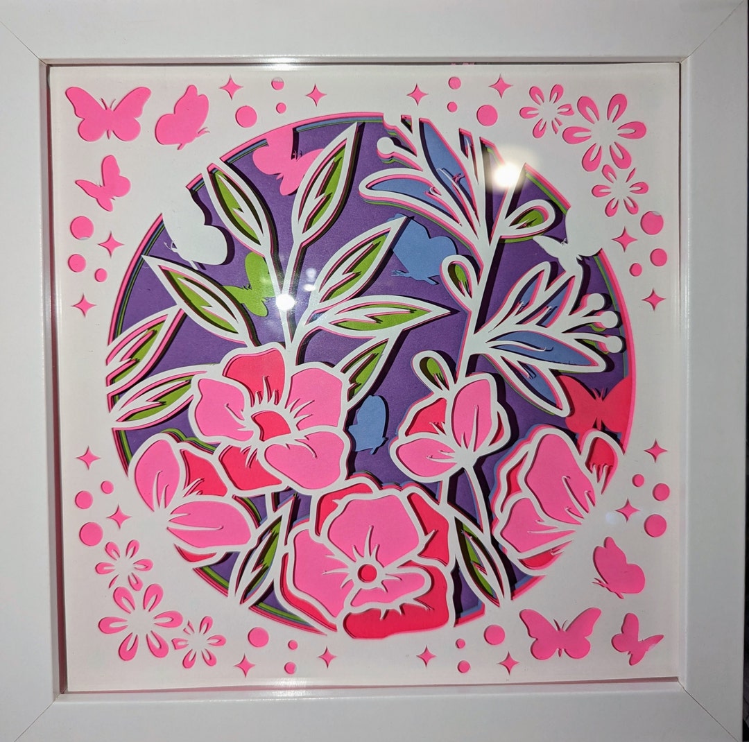 Flower and Butterfly Themed Shadow Box 8x8 3D - Etsy