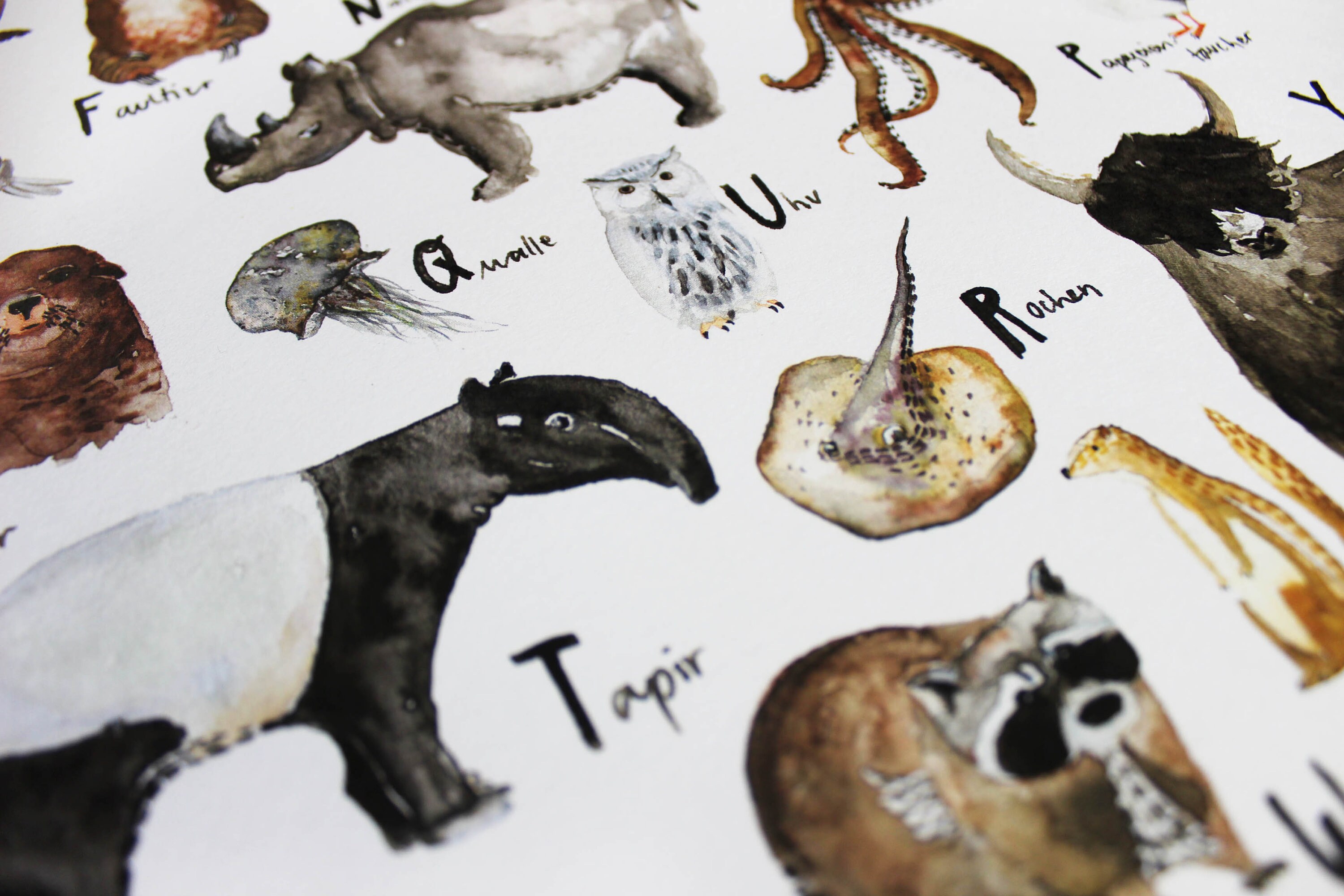 ABC Poster Animals Learning Poster Art Print Watercolor - Etsy