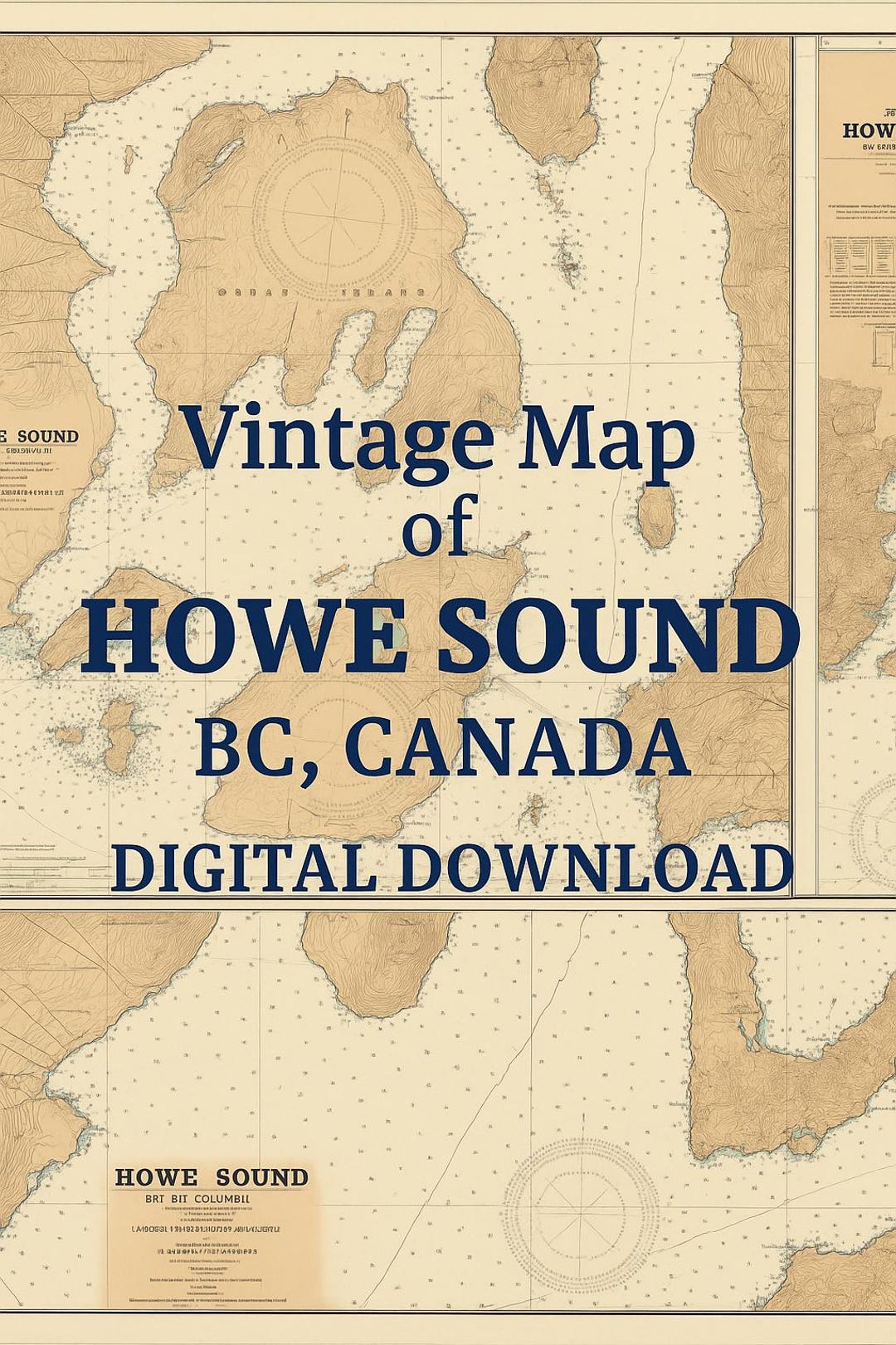 Vintage Map of Howe Sound British Columbia | Cabin Wall Decor | Coastal ...