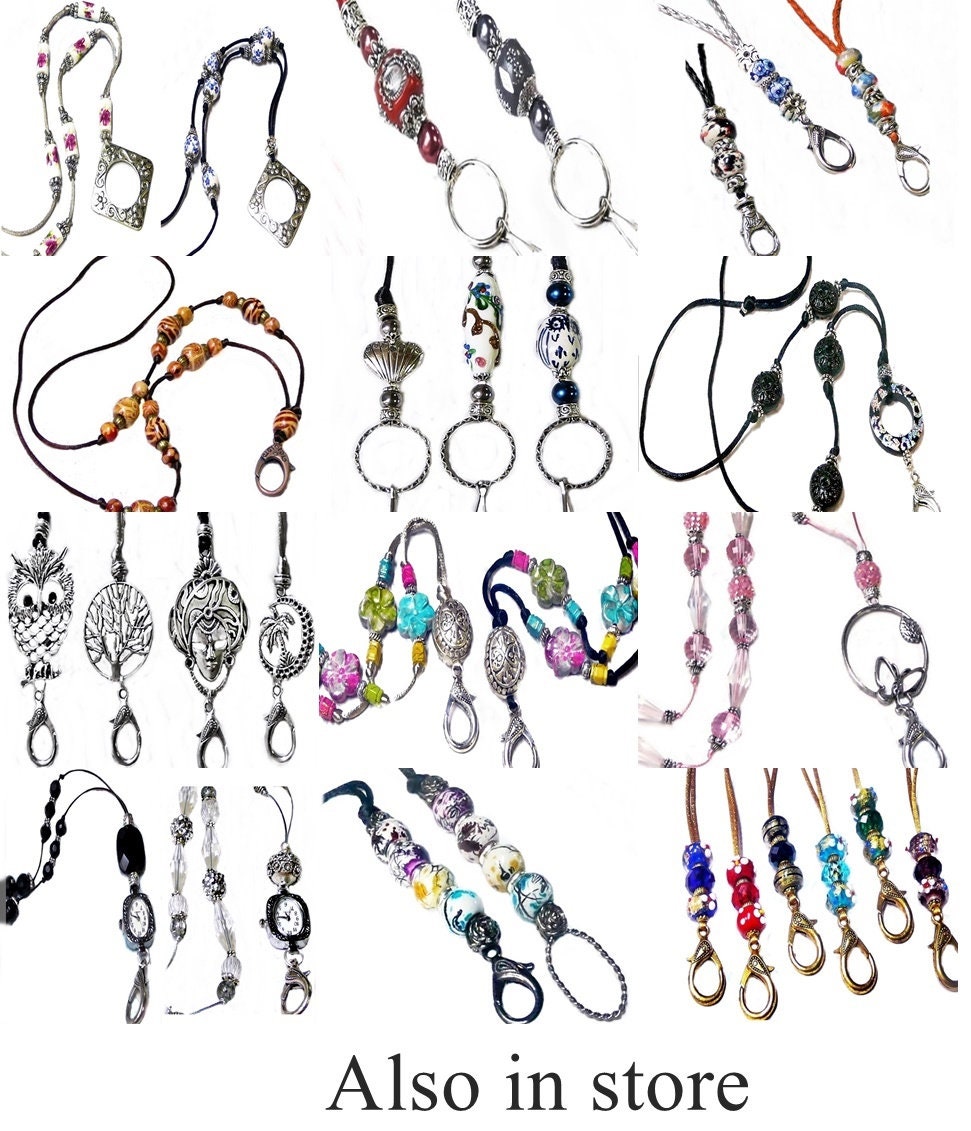 Beaded Cord Lanyard Necklace, Security ID Badge Holder, Silver or ...