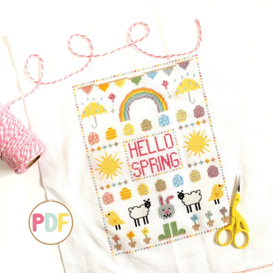 Hello Spring Modern Cross Stitch Pattern PDF Download - Etsy