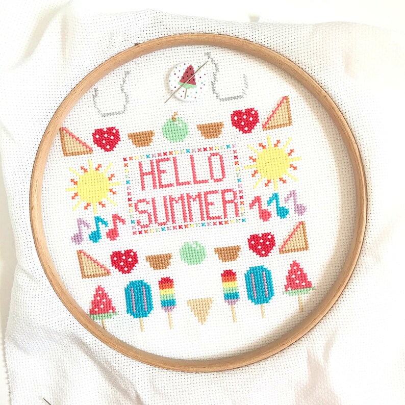 PDF Hello Summer Modern Cross Stitch Pattern for Beginners - Etsy