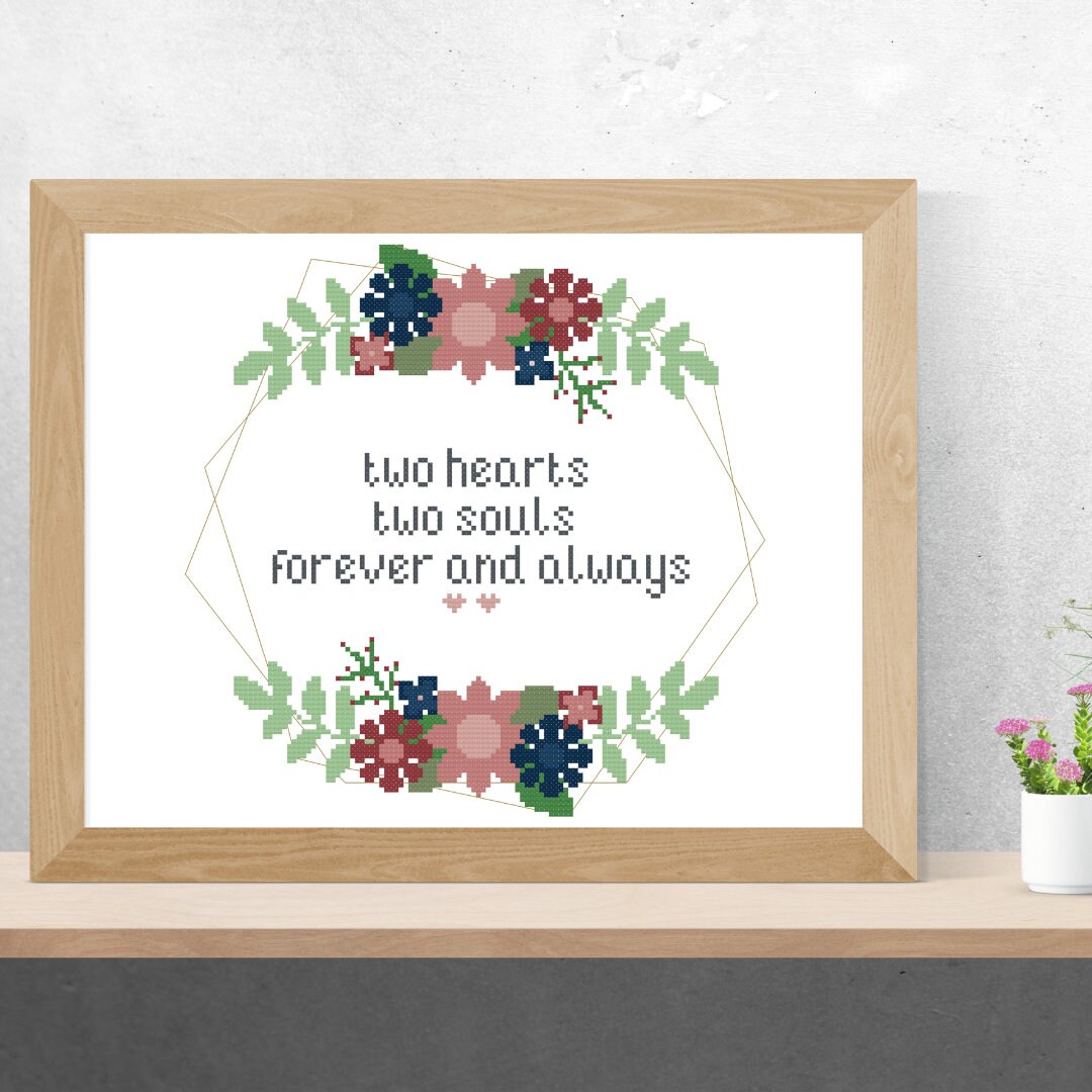 Two Hearts Cross Stitch PDF Pattern - Wedding or Anniversary Gift - Etsy