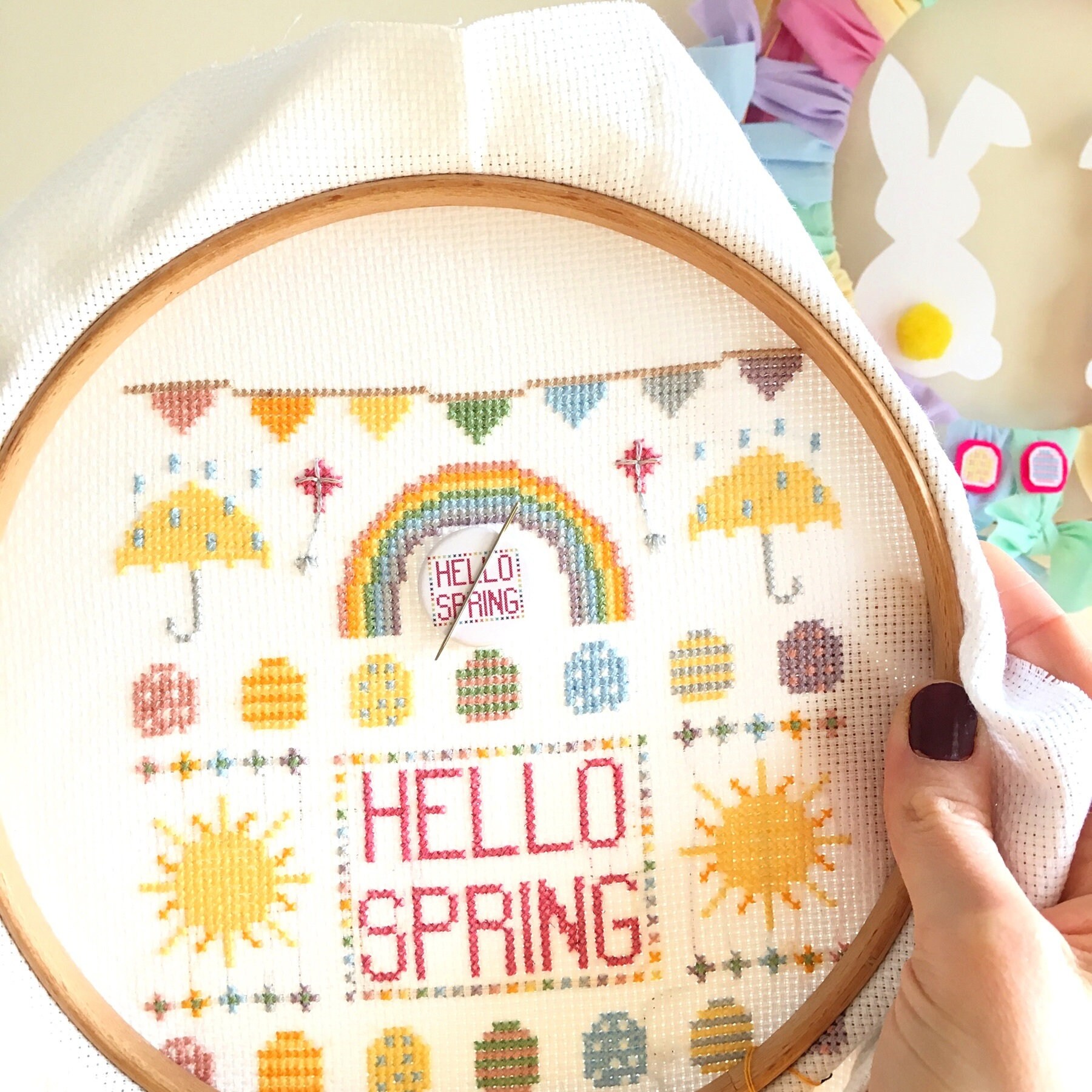 Hello Spring Modern Cross Stitch Pattern PDF Download - Etsy