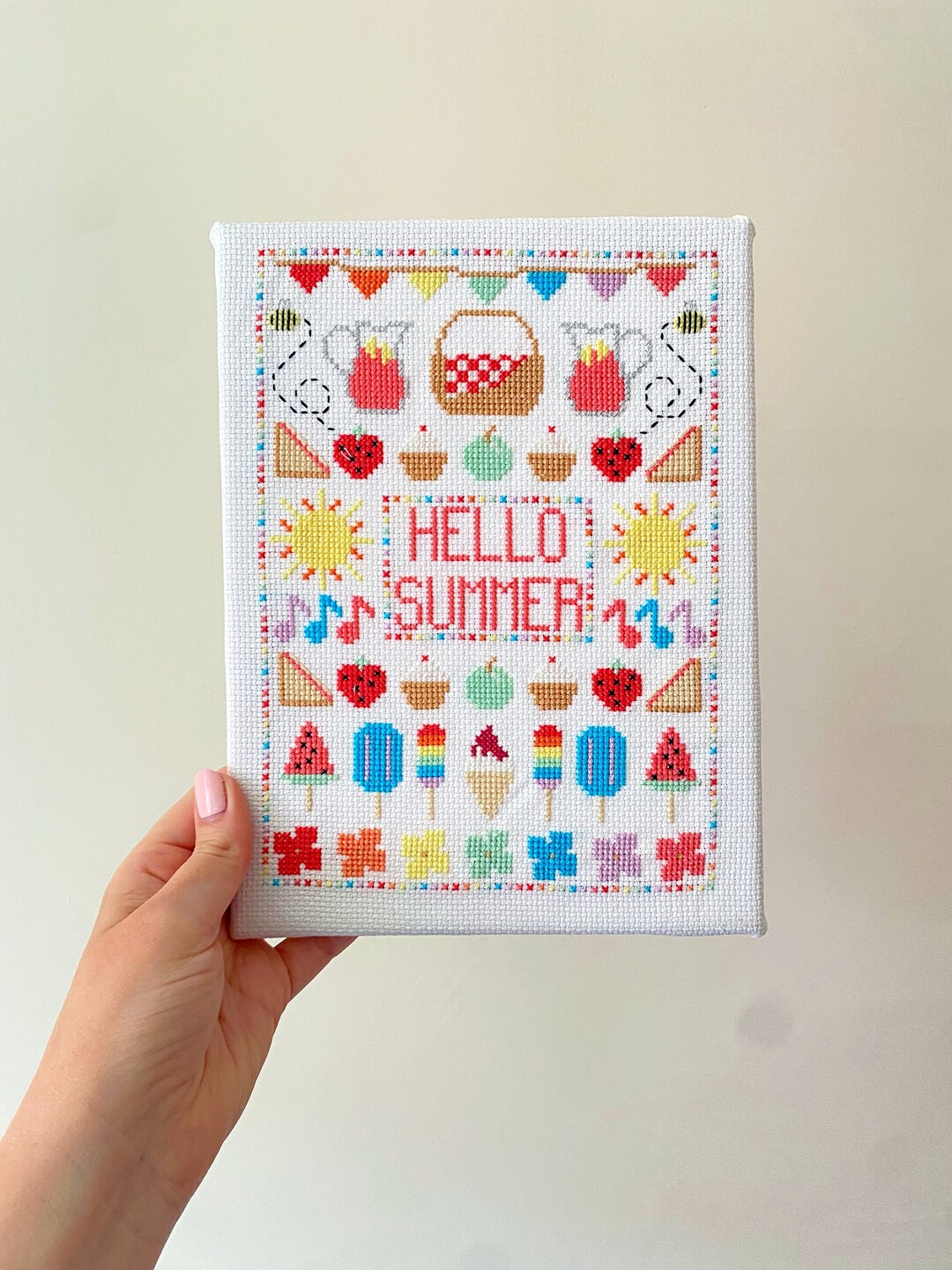 PDF Hello Summer Modern Cross Stitch Pattern for Beginners - Etsy