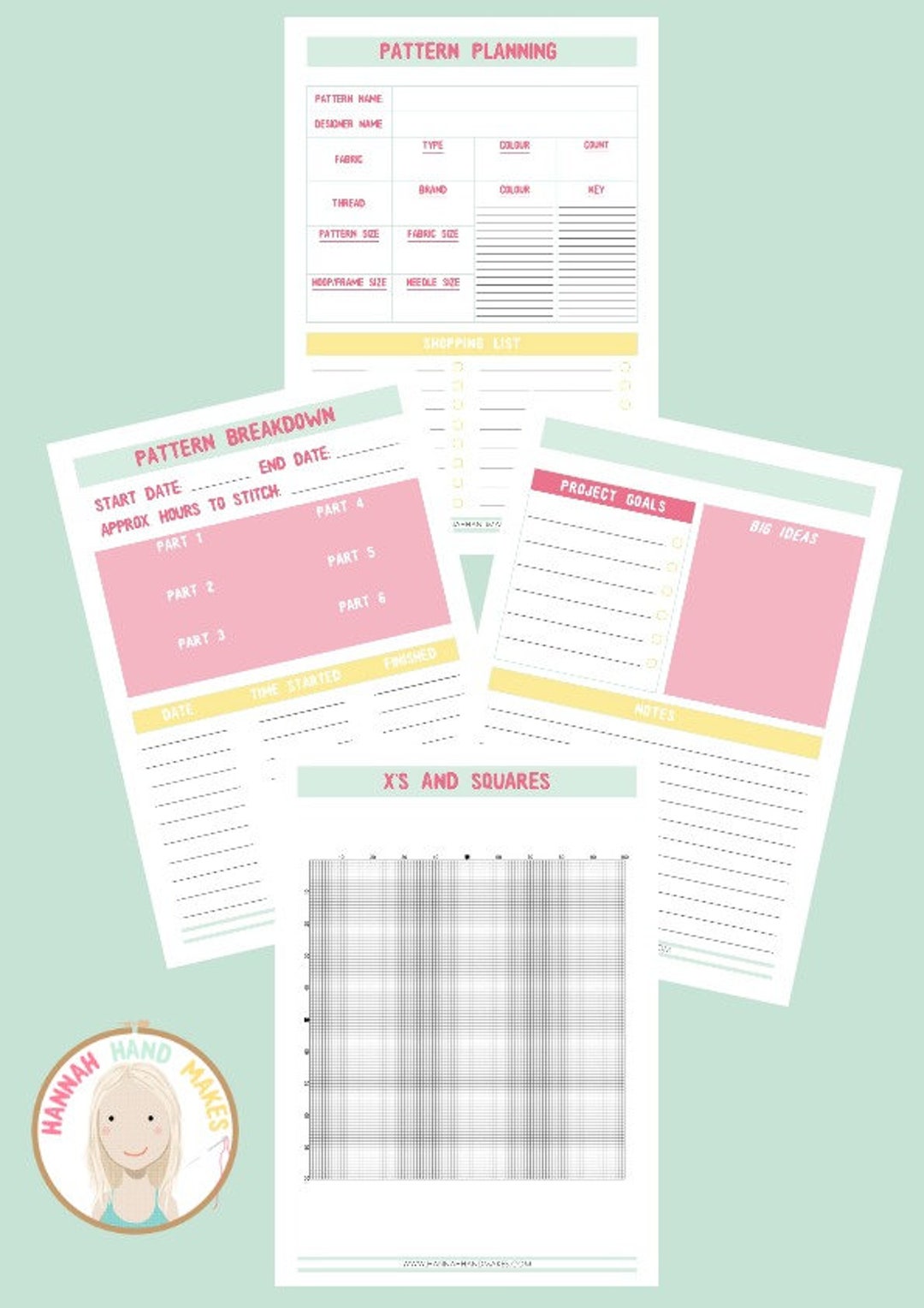A4 Cross Stitch Project Planner Sheets - Craft, Embroidery Pattern ...