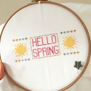 Hello Spring Modern Cross Stitch Pattern - PDF Download - Etsy