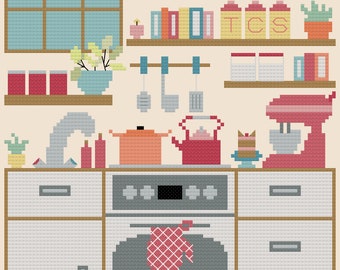 Cross Stitch Pattern Pdf Cottagecore Kitchen, Printable Pdf Pattern ...