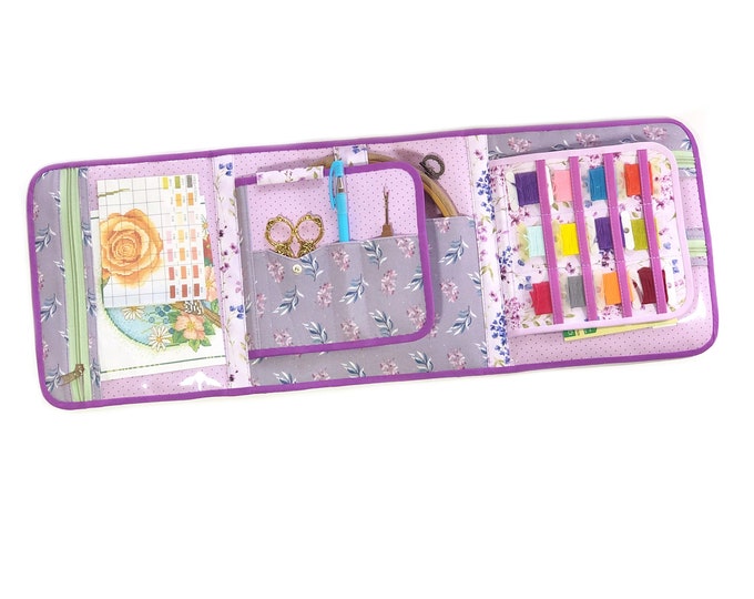 Purple Cross Stitch Organizer, Fold Over Floss Organizer - Etsy