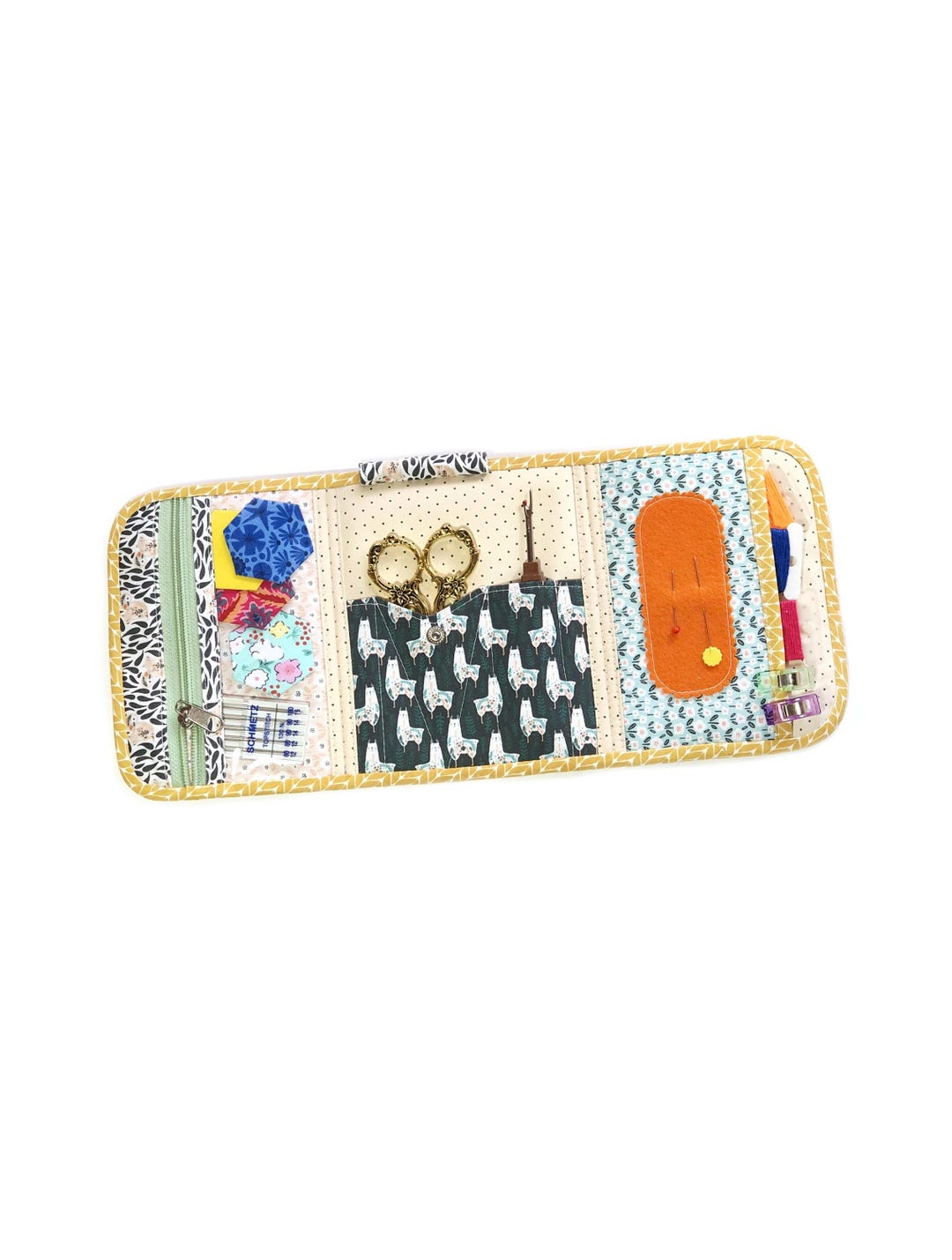 Green Compact Travel Sewing Kit, Roll-up Sewing Organizer - Etsy