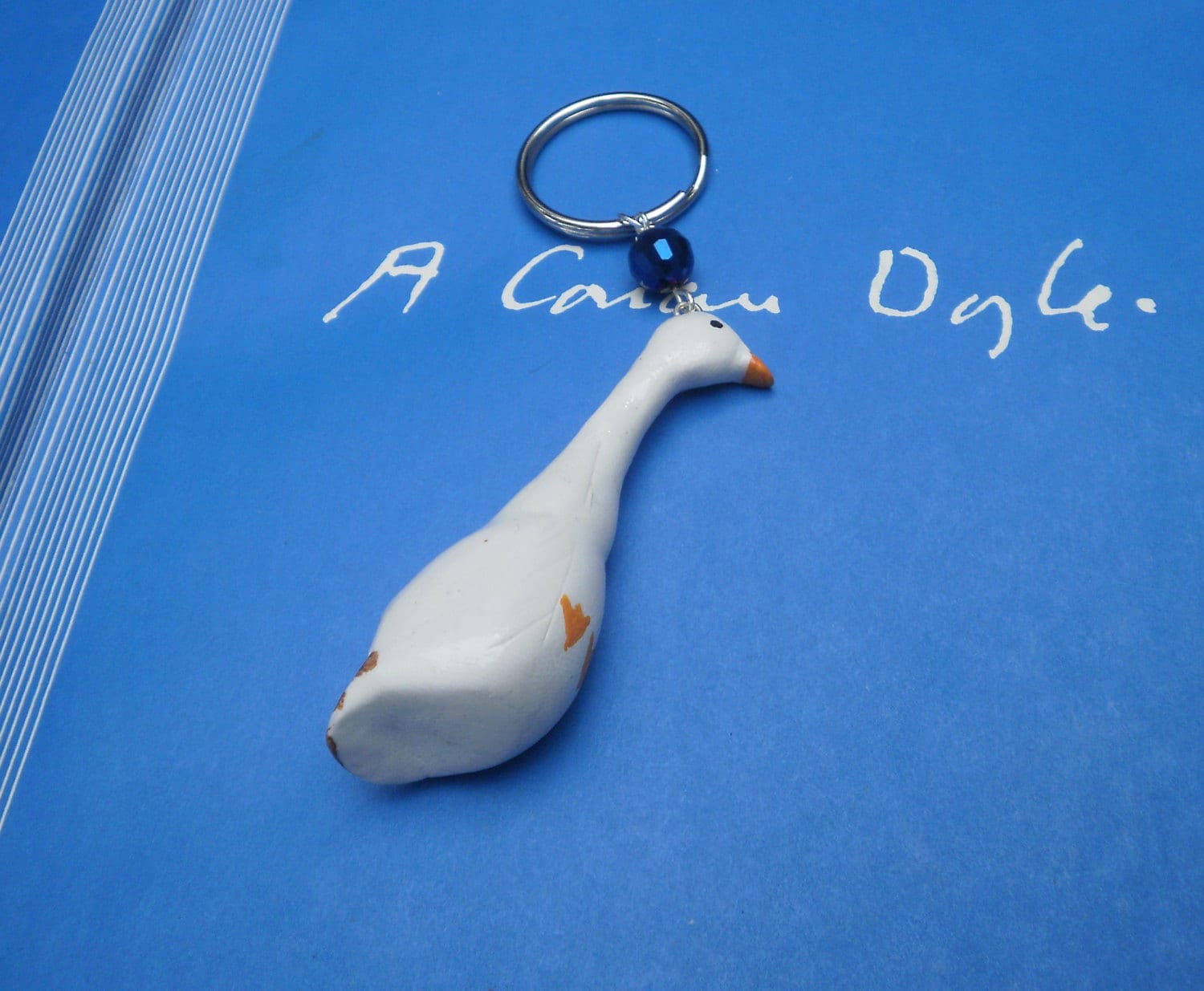 Sherlock Holmes Key Ring Blue Carbuncle and Goose Key Chain Fob - Etsy