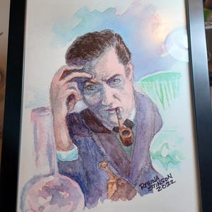 Sherlock Holmes Basil Rathbone Color Print From Original Watercolor - Etsy