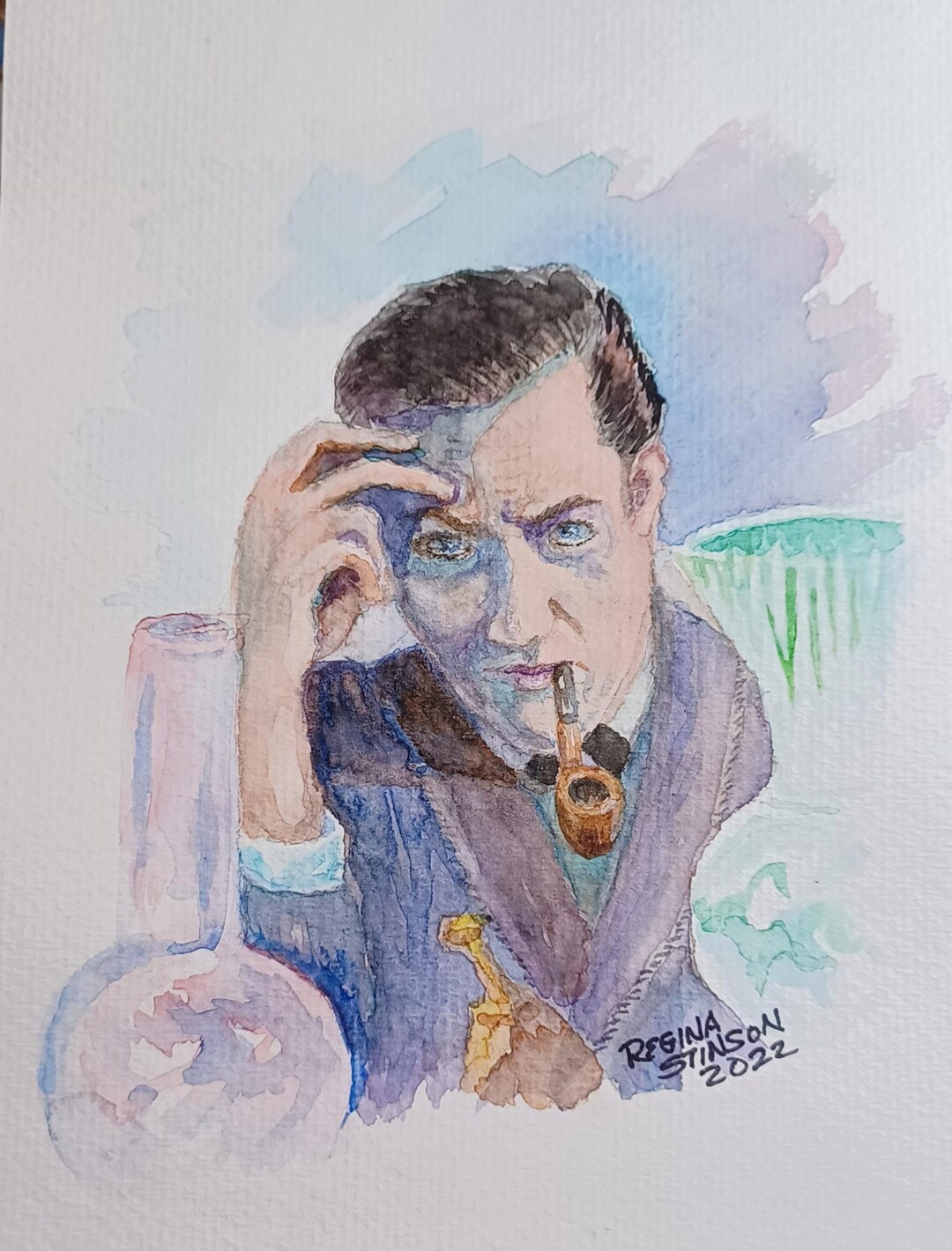 Sherlock Holmes Basil Rathbone Color Print From Original Watercolor - Etsy