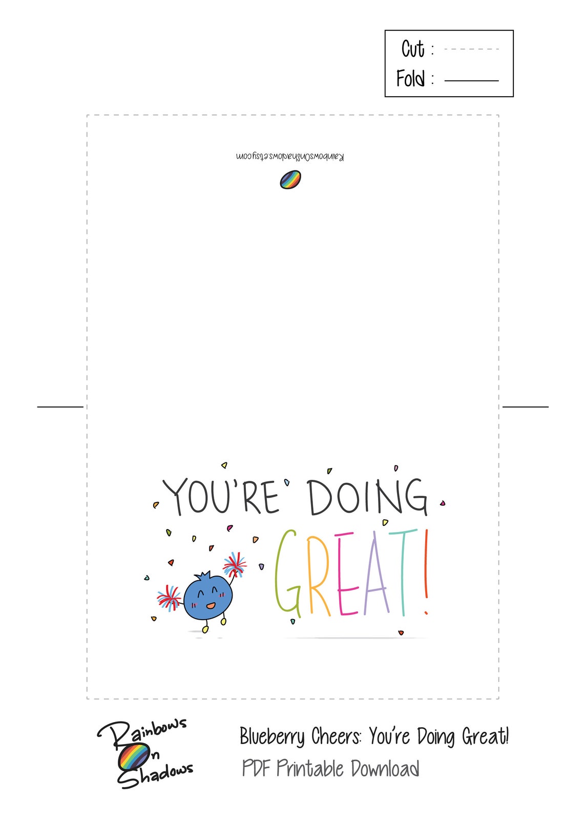 Cute Printable Encouraging A6 Card - You Are Doing Great! - Cheerful ...