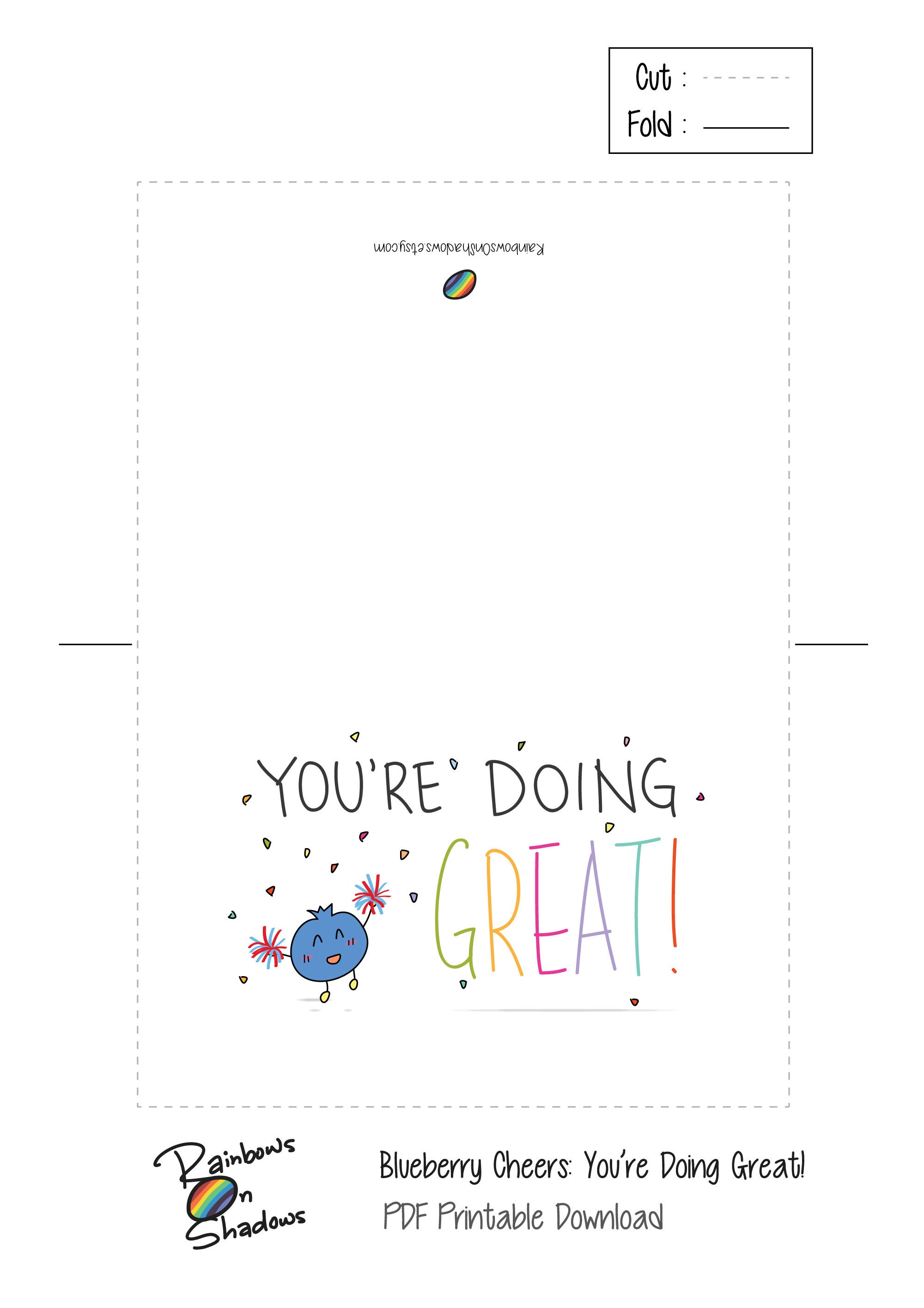 Cute Printable Encouraging A6 Card - You Are Doing Great! - Cheerful ...