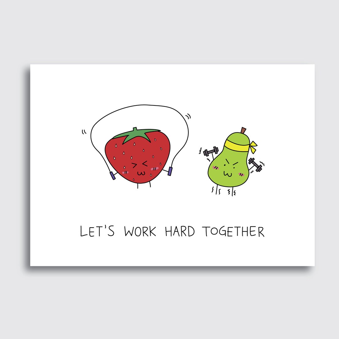 Printable A6 Encouragement Card - Let's Work Hard Together - Cute ...