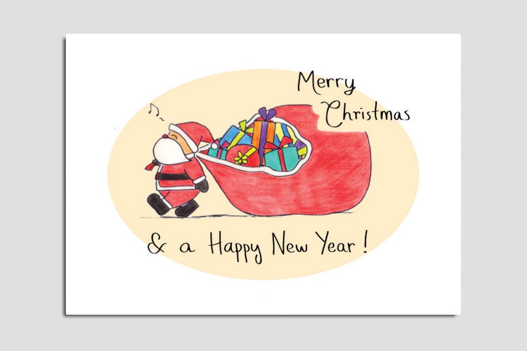 Printable Christmas Card Merry Christmas & Happy New Year - Etsy