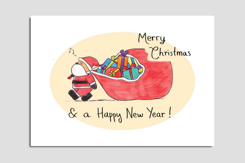Printable Christmas Card Merry Christmas & Happy New Year - Etsy