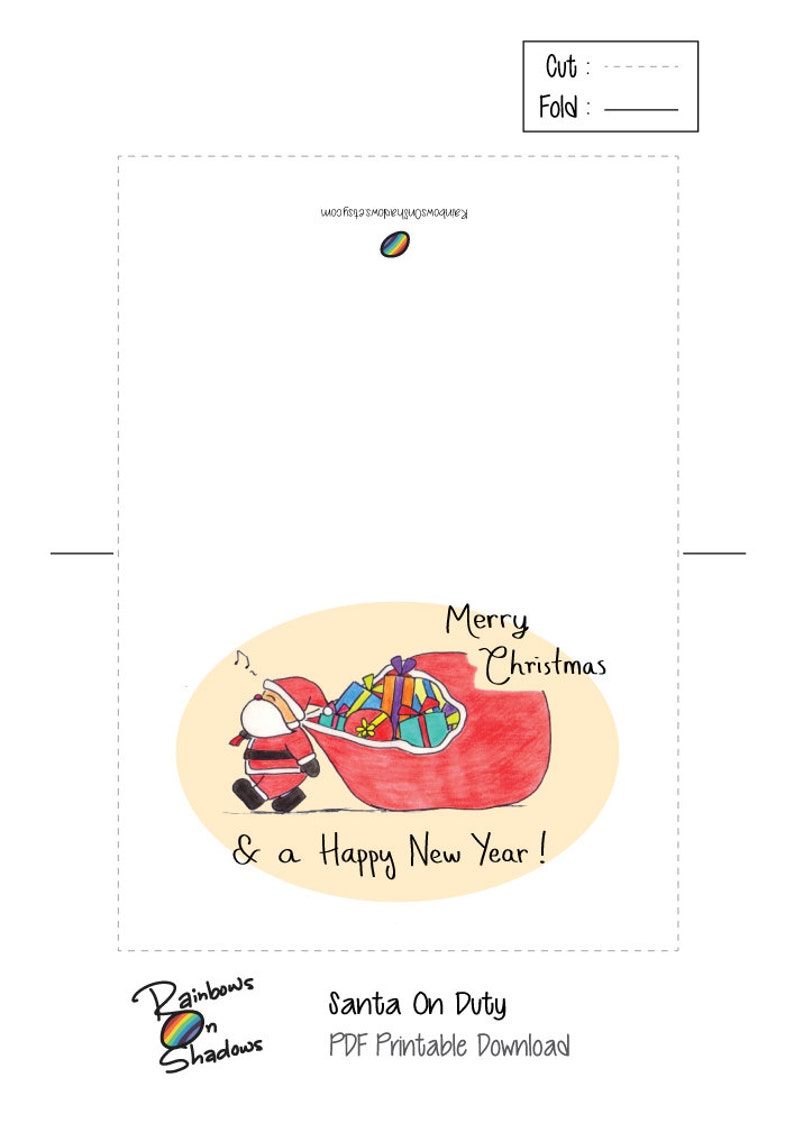 Printable Christmas Card Merry Christmas & Happy New Year - Etsy