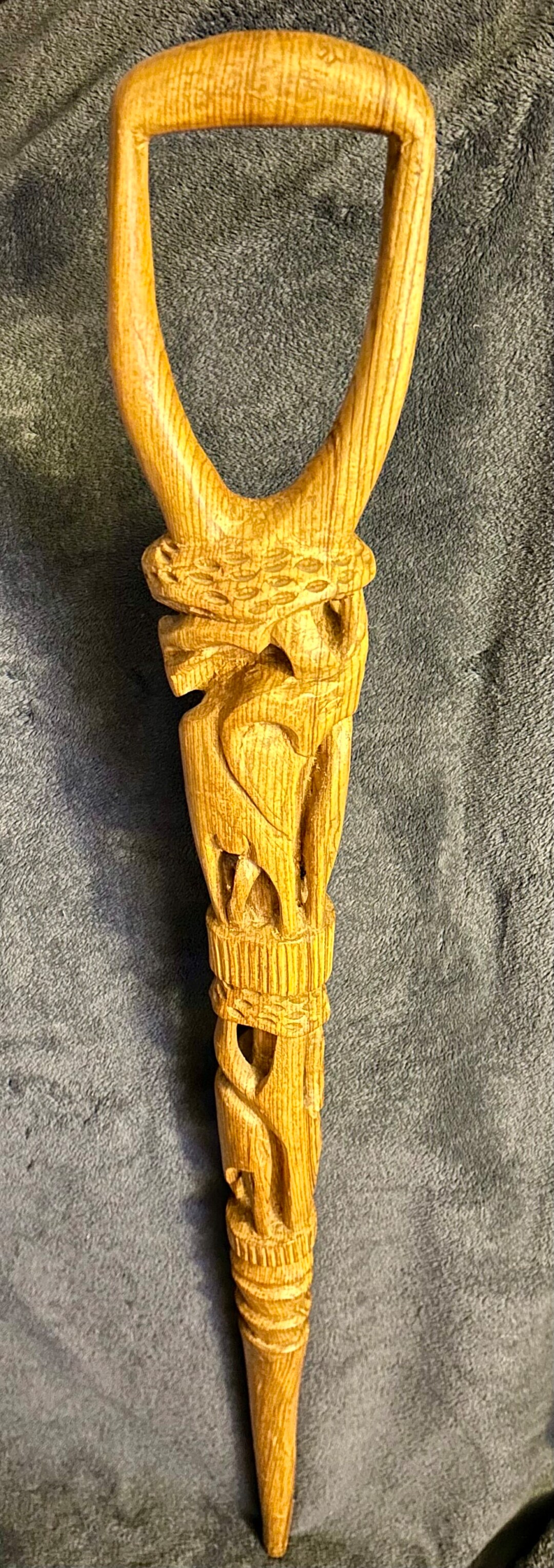 Outsider Art Folk Art Hand Carved African Wooden Wood Walking Stick 39. ...