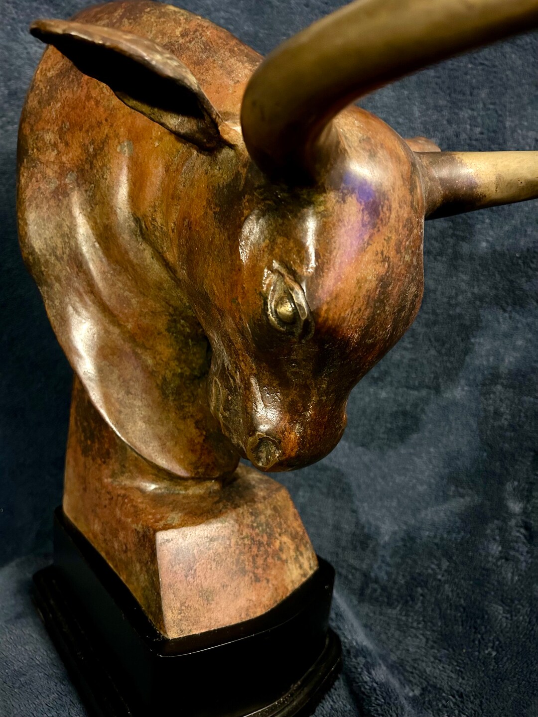 Vintage MCM Brass Bull Ox Toro Cow Bust Sculpture Statue 14.25” High 9 ...