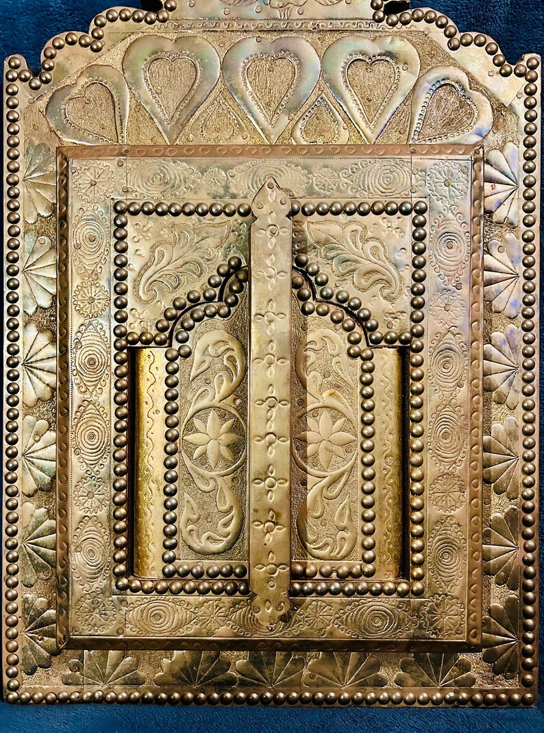 Vintage Moroccan Repousse Shutter Window Wall Mirror 25x13.5x6 - Etsy