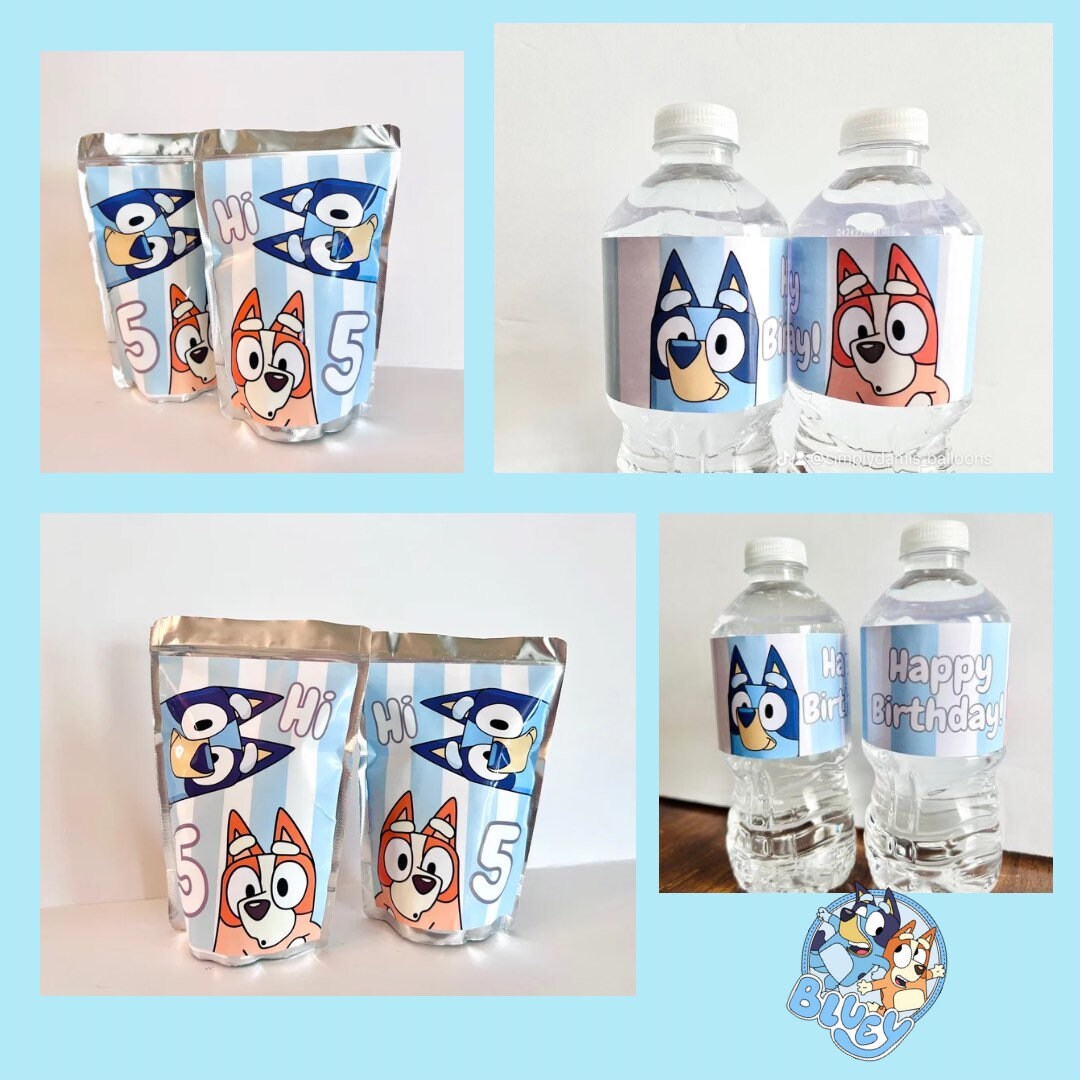 Party Favors Bluey Waterproof Caprisun Labels Bluey - Etsy