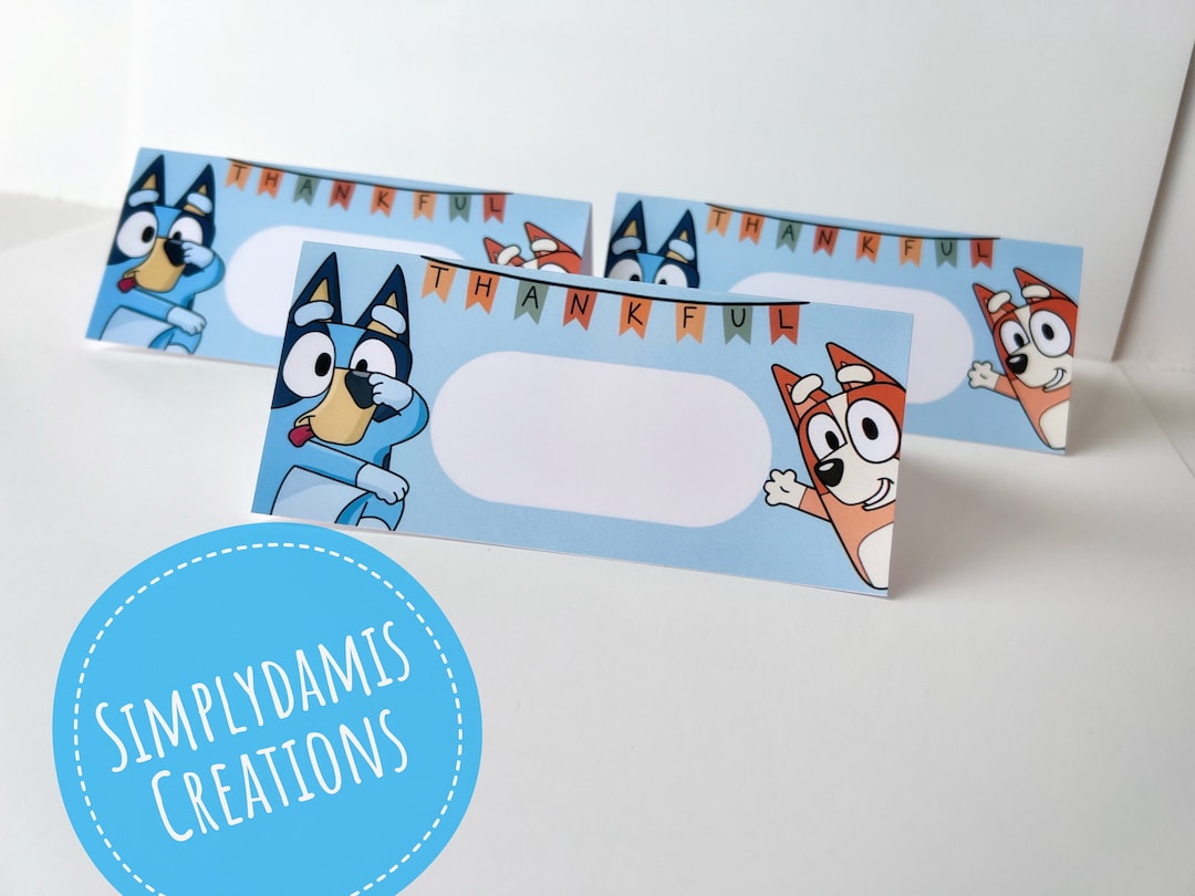 Place Cards,bluey Inspired Themed Party Tags, Bluey Printed Place Cards ...
