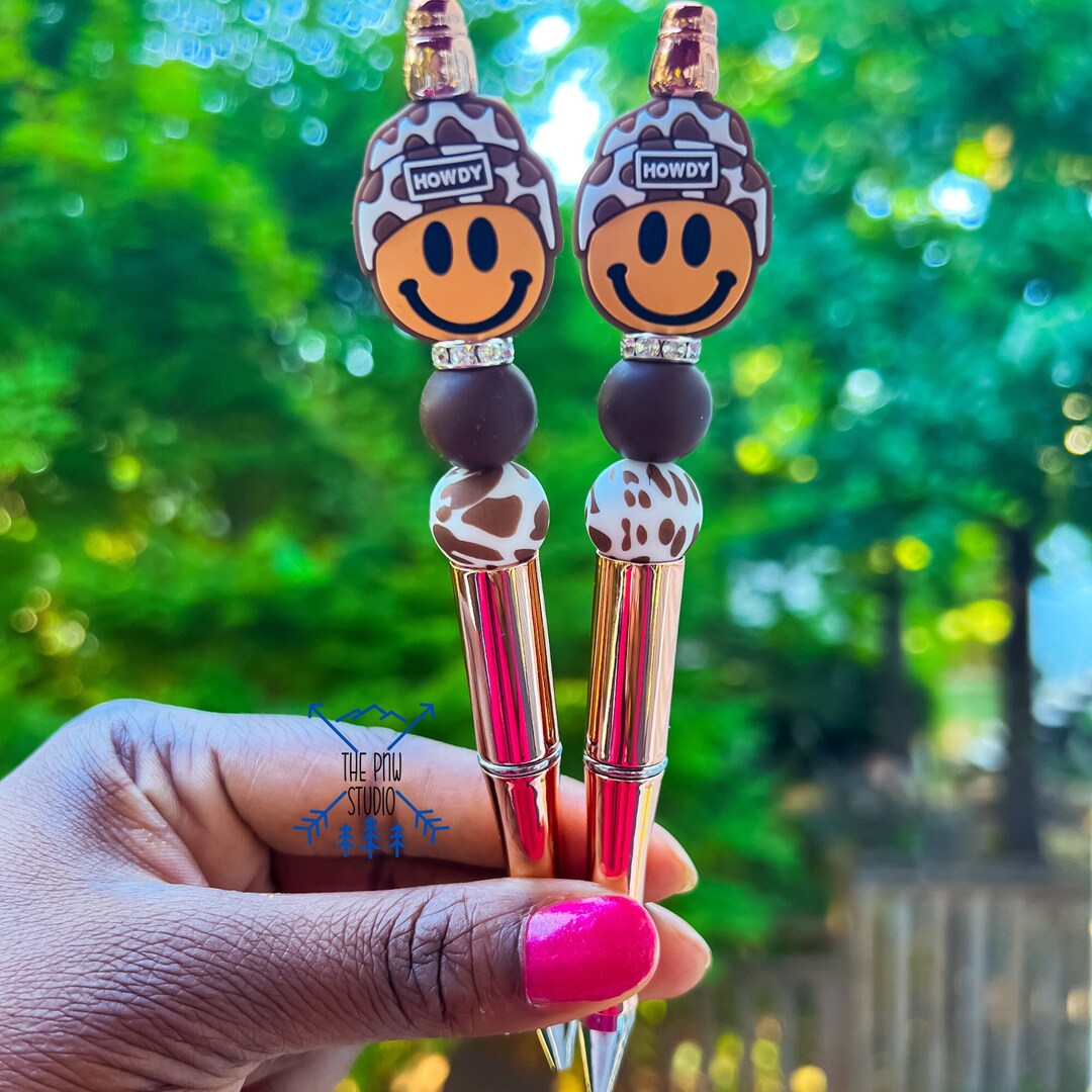 Howdy Smile Face Pen|happy Face Pens| Cow Print Beanie Hat Pen| Pen ...