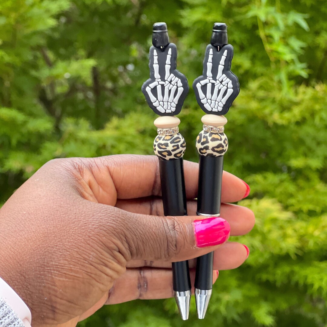 Skeleton Peace Sign Hands Pen|skeleton Fingers Beaded Pen | Skull Lover ...