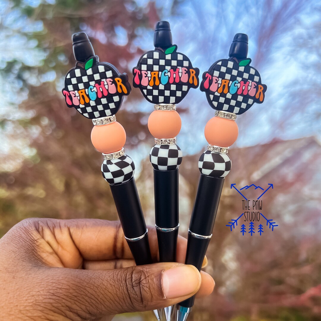 Checkered Teacher Apple Pen| Teacher Pens| Teacher Pens| Back to School ...