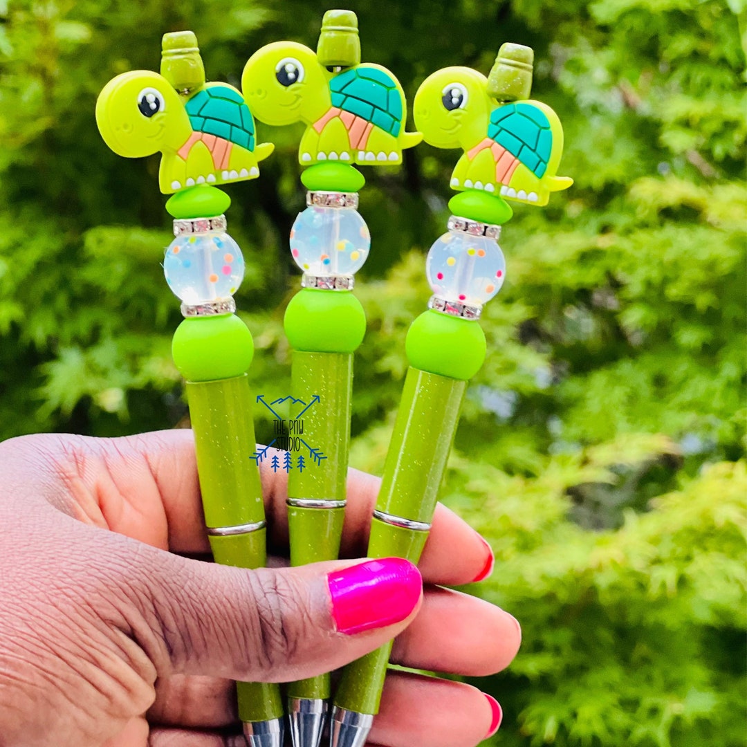 Green Turtle Pen | Turtle Beaded Pen | Turtle Lover | Cute Pen | Teacher Gifts | Animal Pen ...