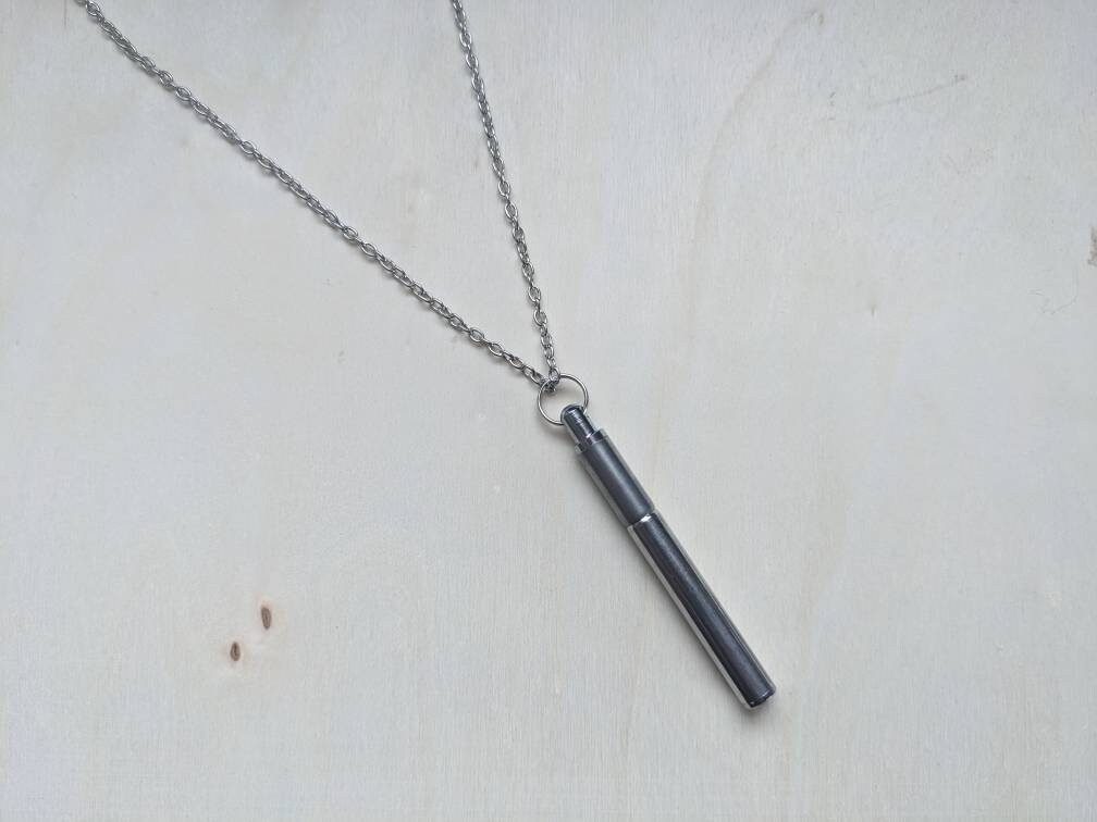 Telescoping Pen Necklace Silver Metal Pen Pendant Nickel Free Chain ...