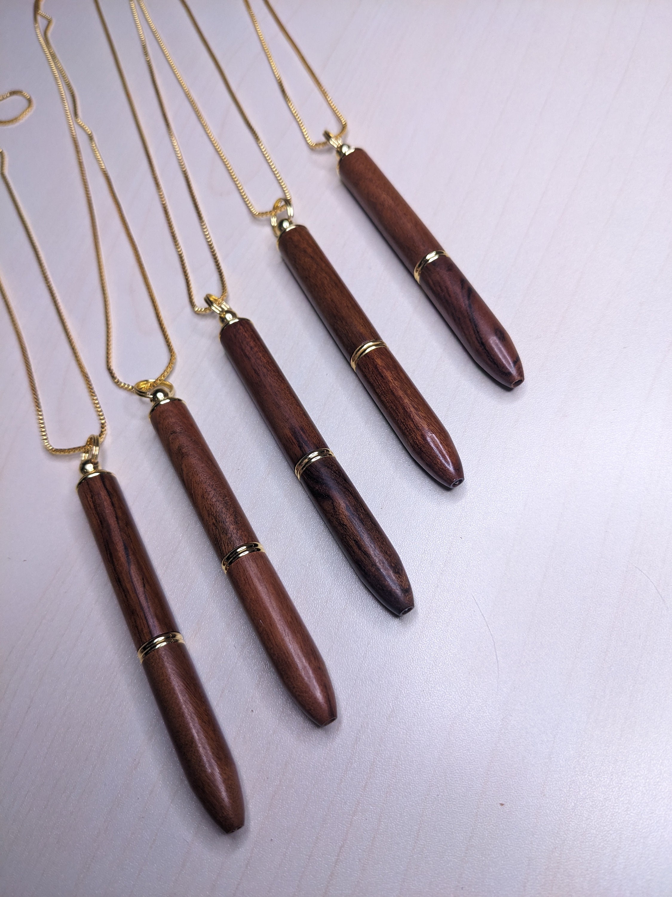 Pen Necklace Wood With Gold Chain Ballpoint Pen Wooden Elegant Vintage ...
